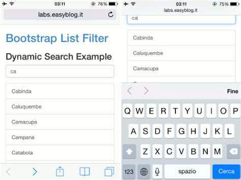 bootstrap list filter npm