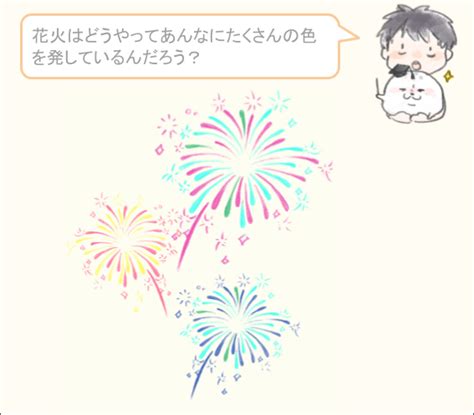 「花火② 花火の色のひみつ・花火が広がる仕組み 花火の炎色反応 Htt」 だいふくアカデミーの漫画