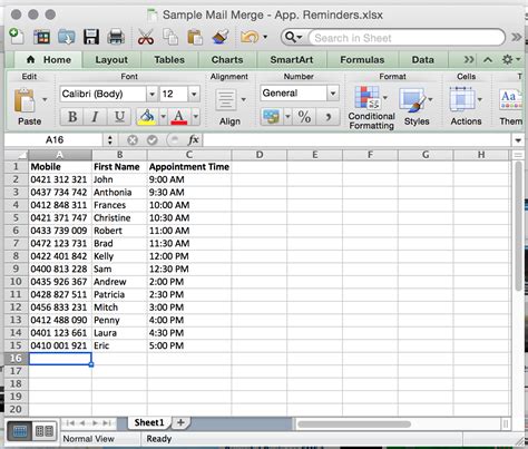 mail merge sample excel file directsms