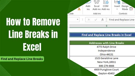 how to remove line breaks in excel find and replace line breaks