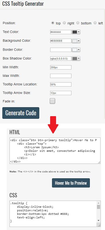 free css tooltip generator online to create tooltips for website