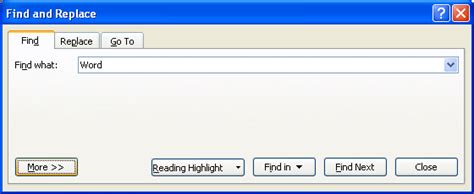 search options find replace go to editing microsoft office word