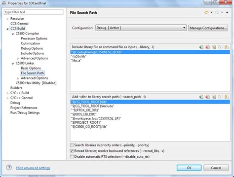 linker error fatal error 10009 no input files code composer