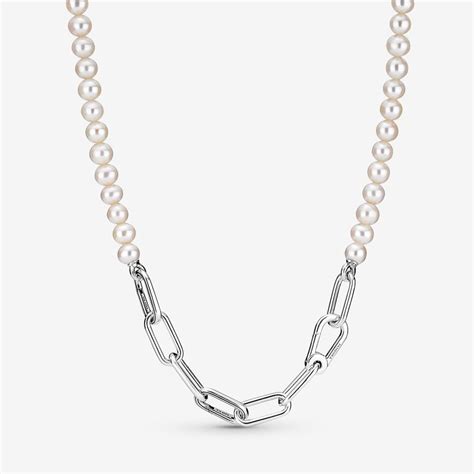Pandora Me Treated Freshwater Cultured Pearl Necklace Sterling Silver