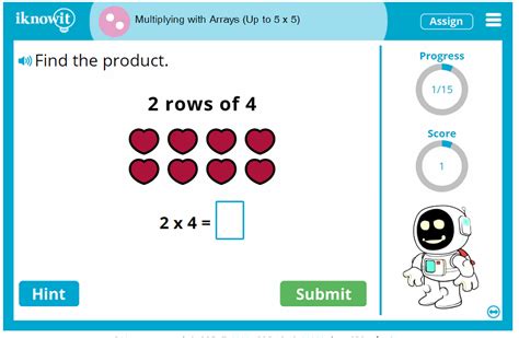 interactive math lesson multiplying with arrays up to 5 x 5
