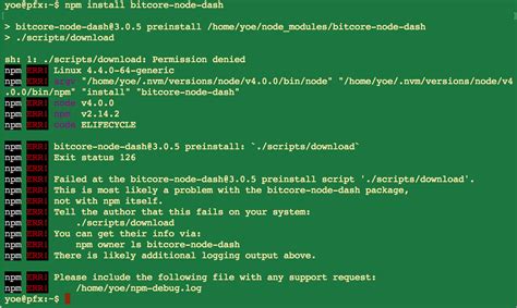 node js npm install failed due to permission denied