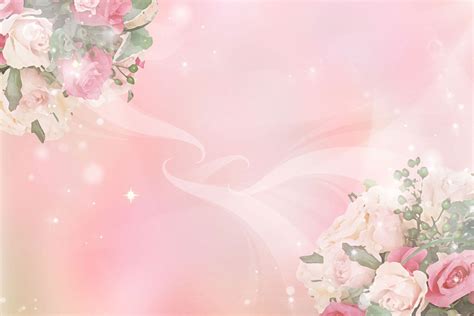 ピンクの花のイラスト・フリー素材／壁紙・背景no 737『バラの花束・コーナー』
