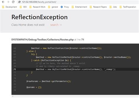php reflectionexception class home does not exist codeigniter 4