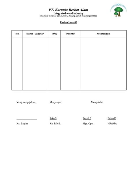 Form Usulan Insentif Pdf