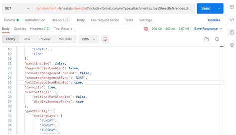 smartsheet api some attributes fields of sheet object is not