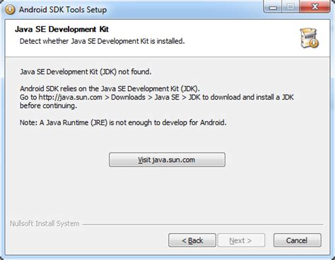 windows android sdk installer does not find java se development kit