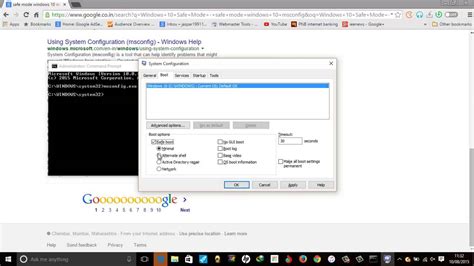 Windows 10 Safe Mode Using Msconfig Exe Command In Cmd Youtube