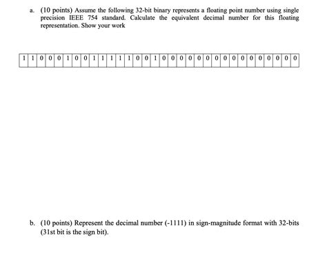 a 10 points assume the following 32 bit binary represents a floating