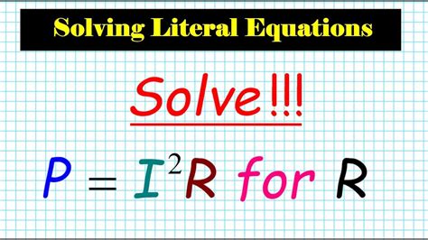 20 How To Solve Literal Equations For A Variable P Ir Algebra Youtube