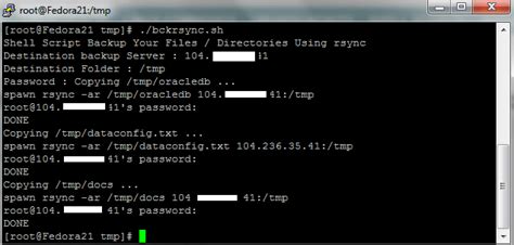 shell script to backup files directories using rsync