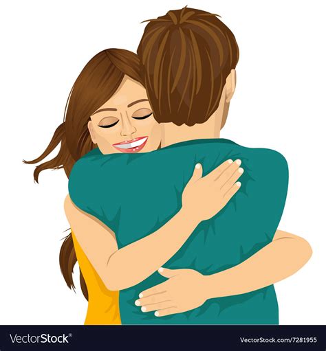Attractive Young Hispanic Woman Hugging Her Man Vector Image