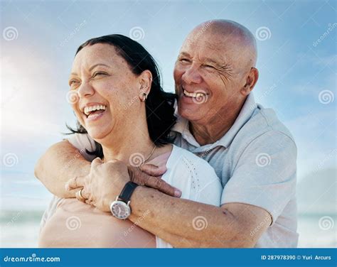 Hug Happy And Thinking Couple At Beach For Travel Vacation And At The