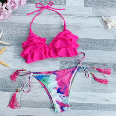 2018 New Sexy Bikinis Women String Swimsuit Tankini Swimwear Halter