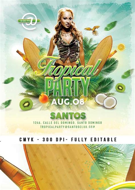 Exotic Summer Tropical Party Flyer Template N2n44 Graphic Design