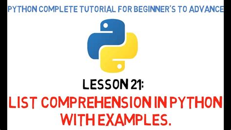 python tutorial lesson 21 list comprehension in python with