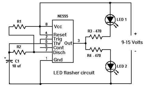 Led Flasher Circuit Diagram With 555
