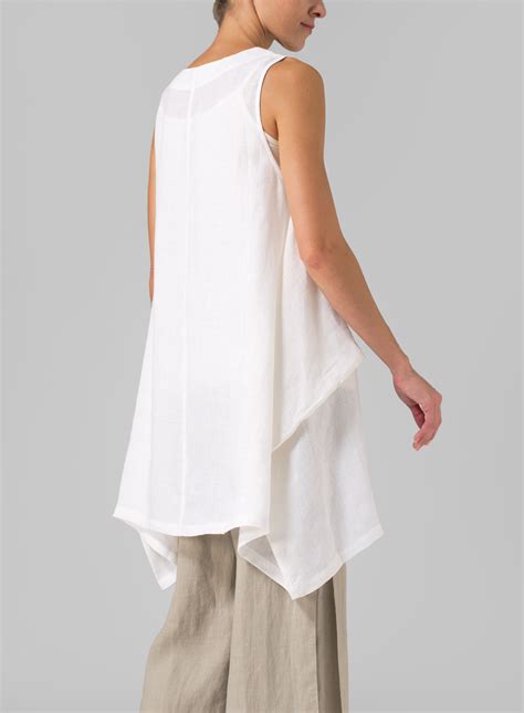 Linen Sleeveless Asymmetric Hem Tunic