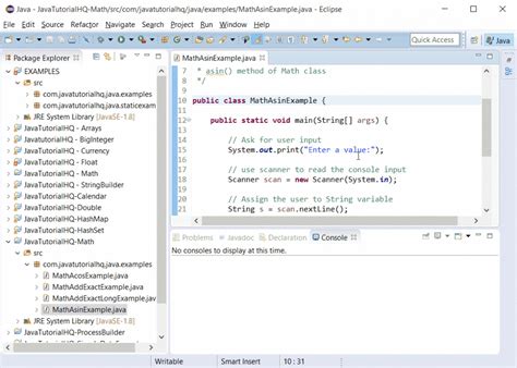 java lang math asin example output java tutorial hq