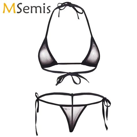 Summer Womens Erotic Lenceria Mini Bikinis Shiny Metallic Extreme Micro