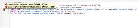 mysql sal query error unexpected keyword near inner join