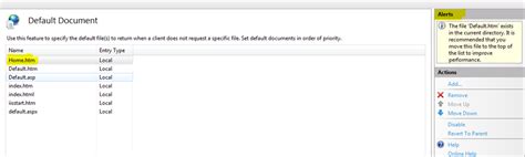 iis set default page for a website in iis