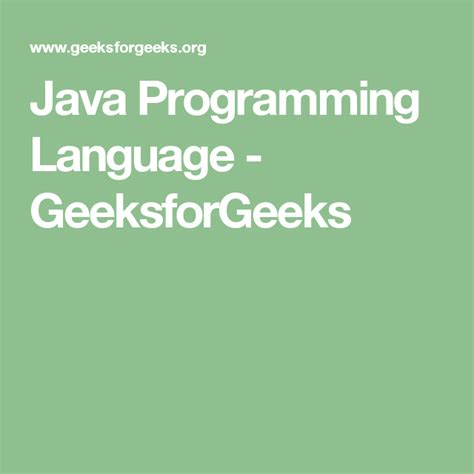 java programming language geeksforgeeks java