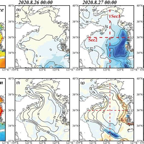 A Sea Surface Temperature Sst °c At 00 00 On 25 August B D