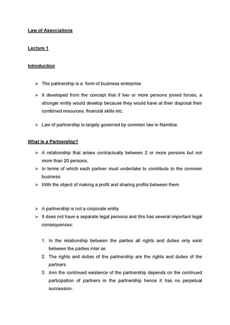 lecture notes law of associations lecture 1 introduction the