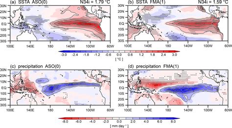 Composite Anomalies Of A B Sea Surface Temperature Sst And C D