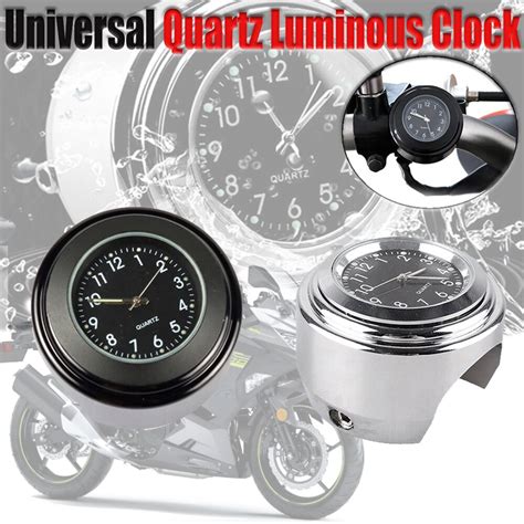 Motorcycle Universal Quartz Clock 7 8 Waterproof Chrome Bike Handlebar