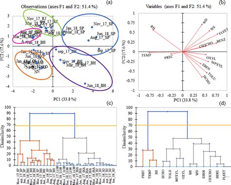 Principal Component Analysis Pca —plot Of Scores A E Loadings B