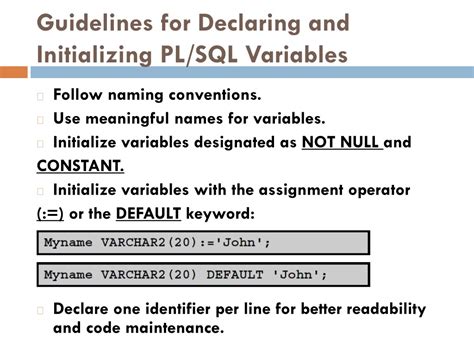 Ppt Introduction To Declaring Pl Sql Variables Powerpoint