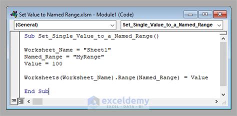 how to set value to a named range with excel vba 3 methods