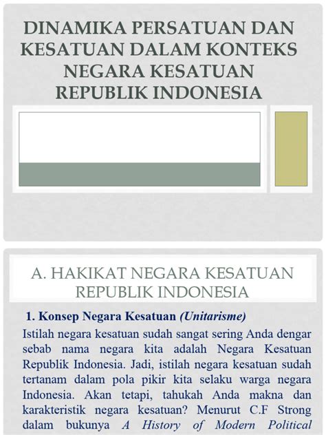 Dinamika Persatuan Dan Kesatuan Dalam Konteks Negara Kesatuan Pdf