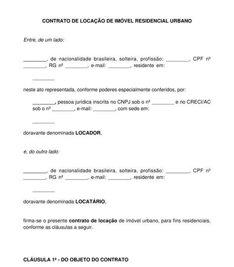 Contrato De Locação Residencial Modelo Word E Pdf