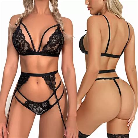 Conjunto De Lencería Sexy De Ropa Interior De Encaje Cuotas Sin Interés