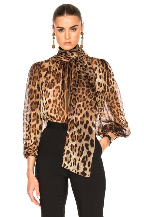 Dolce And Gabbana Chiffon Leopard Print Blouse In Natural Fwrd