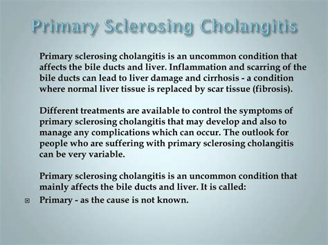 Ppt Primary Sclerosing Cholangitis Causes Symptoms Daignosis