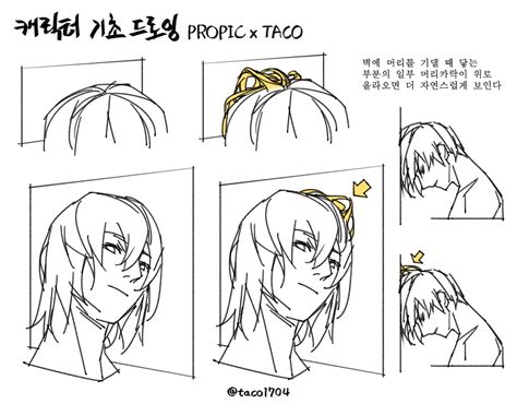타코작가 On X 투시도 수업 머리카락 그리기 튜토리얼 드로잉 강좌