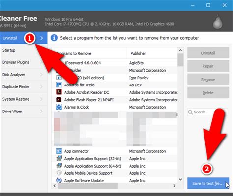 how to create a list of your installed programs on windows
