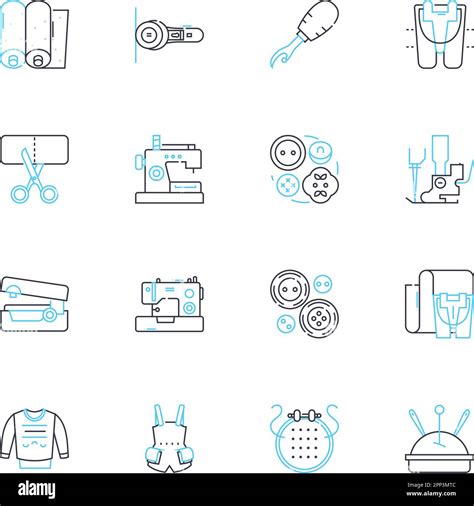 Embroidery Linear Icons Set Needlework Stitch Thread Design