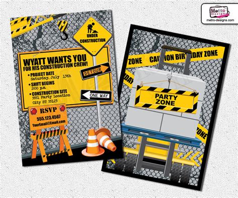 Construction Birthday Invitations Construction Invitations