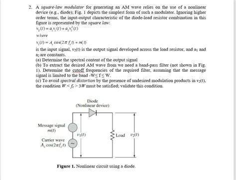 Solved 2 A Square Law Modulator For Generating An Am Wave