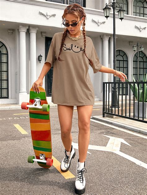 Letter And Cartoon Graphic Drop Shoulder Tee Shein Uk