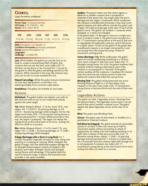 gobul large leviathan unaligned armor class 14 natural